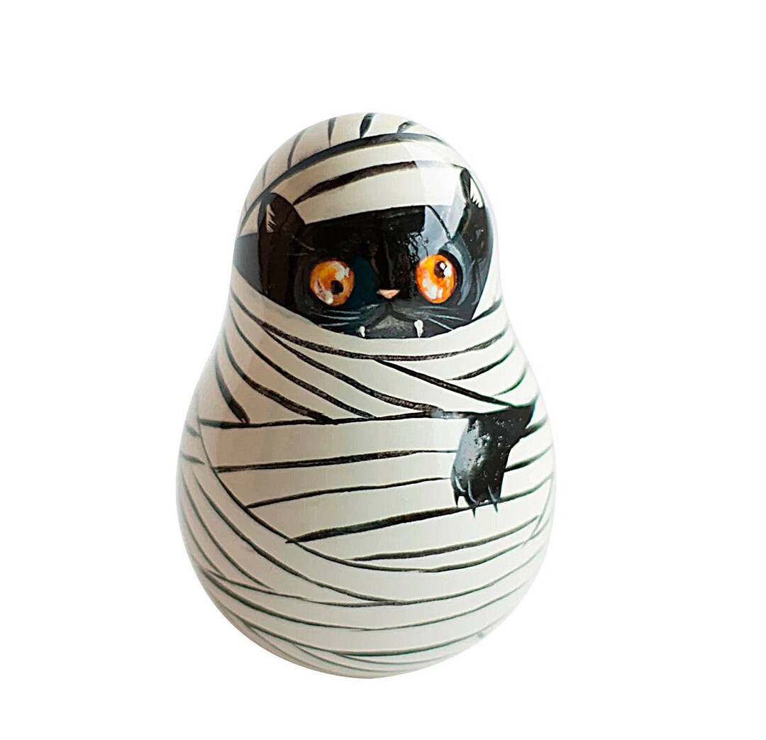 Halloween Toys Mummy Weeble Wobbles Doll Funny Cute Black Cat - Etsy