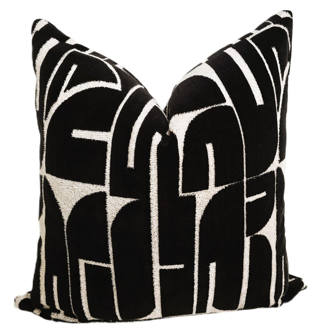 Black Ivory Cut Velvet Pillow Cover - Etsy