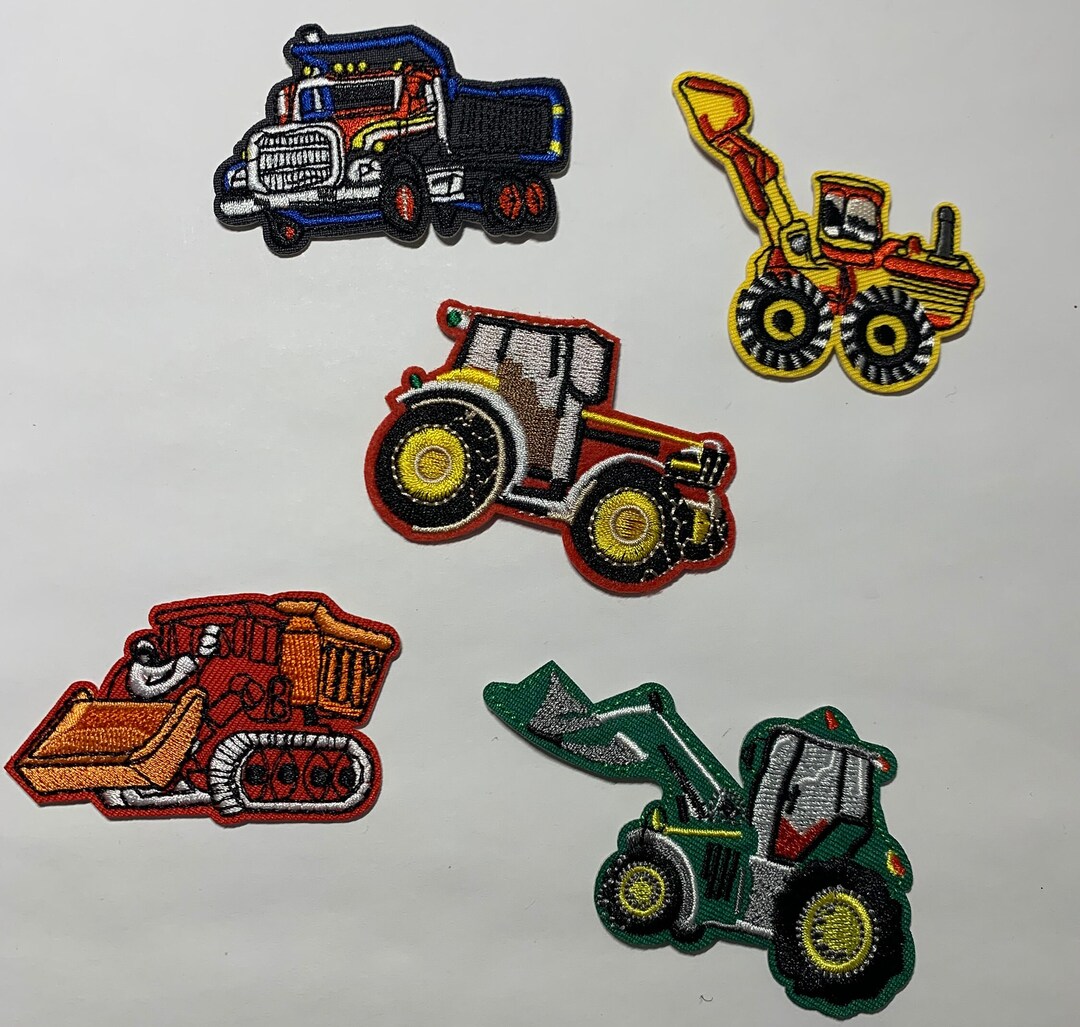 5-pack Truck Iron-on Patches Quality Embroidered Construction Vehicle ...