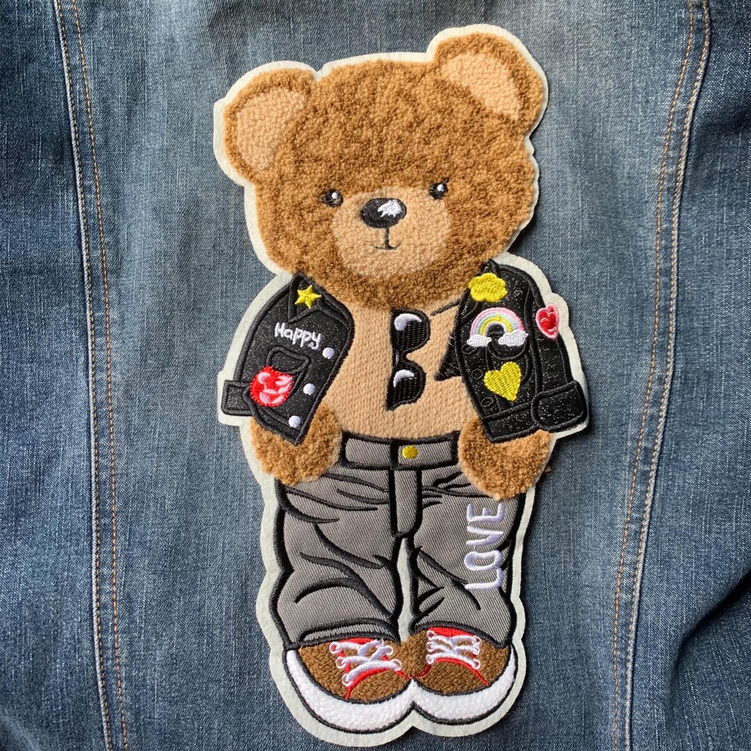 Preppy Teddy Bear Applique Plush Brown Fashion Bear Patch Easy Sew-on/glue-on Patch, for On ...