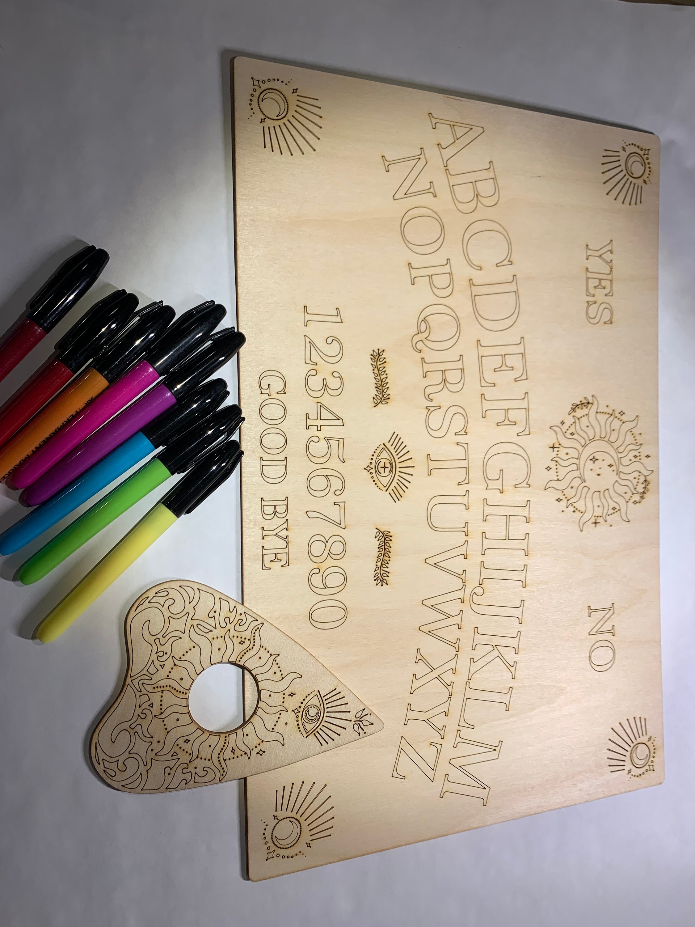 Customizable Wood Ouija Board and Planchette Set DIY Art Project ...