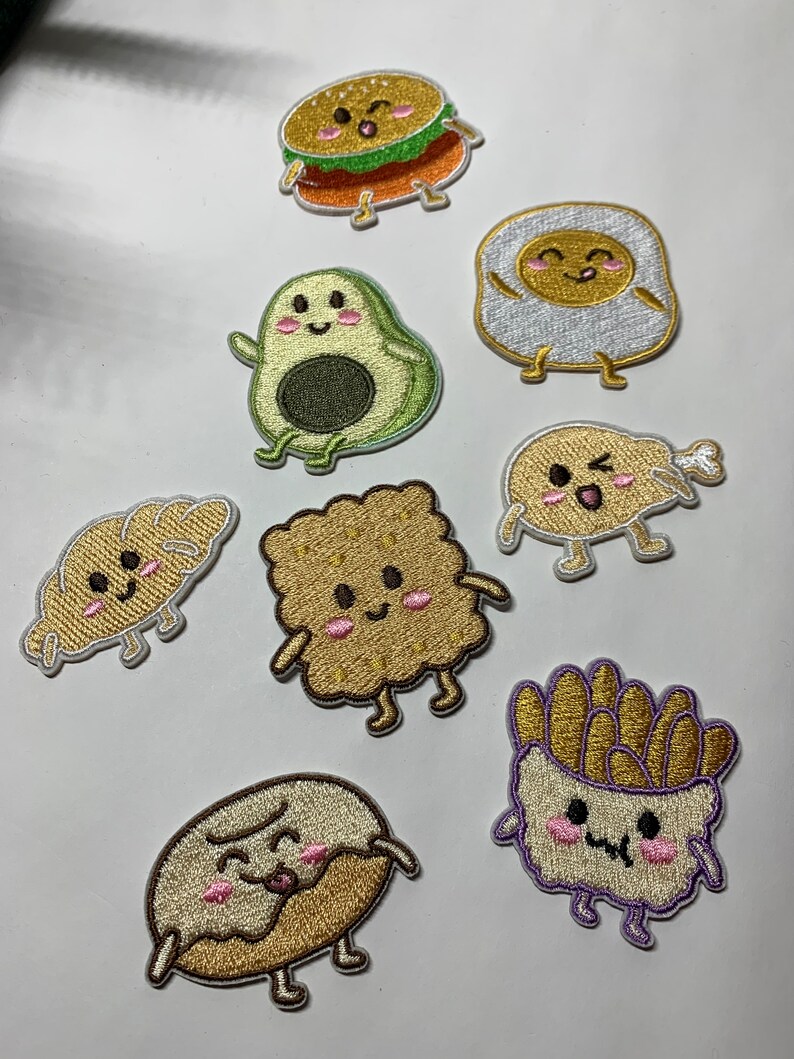 8/pc Food Snacks Adhesive Patches, Kawaii Cartoon Toast, Fried Chicken ...