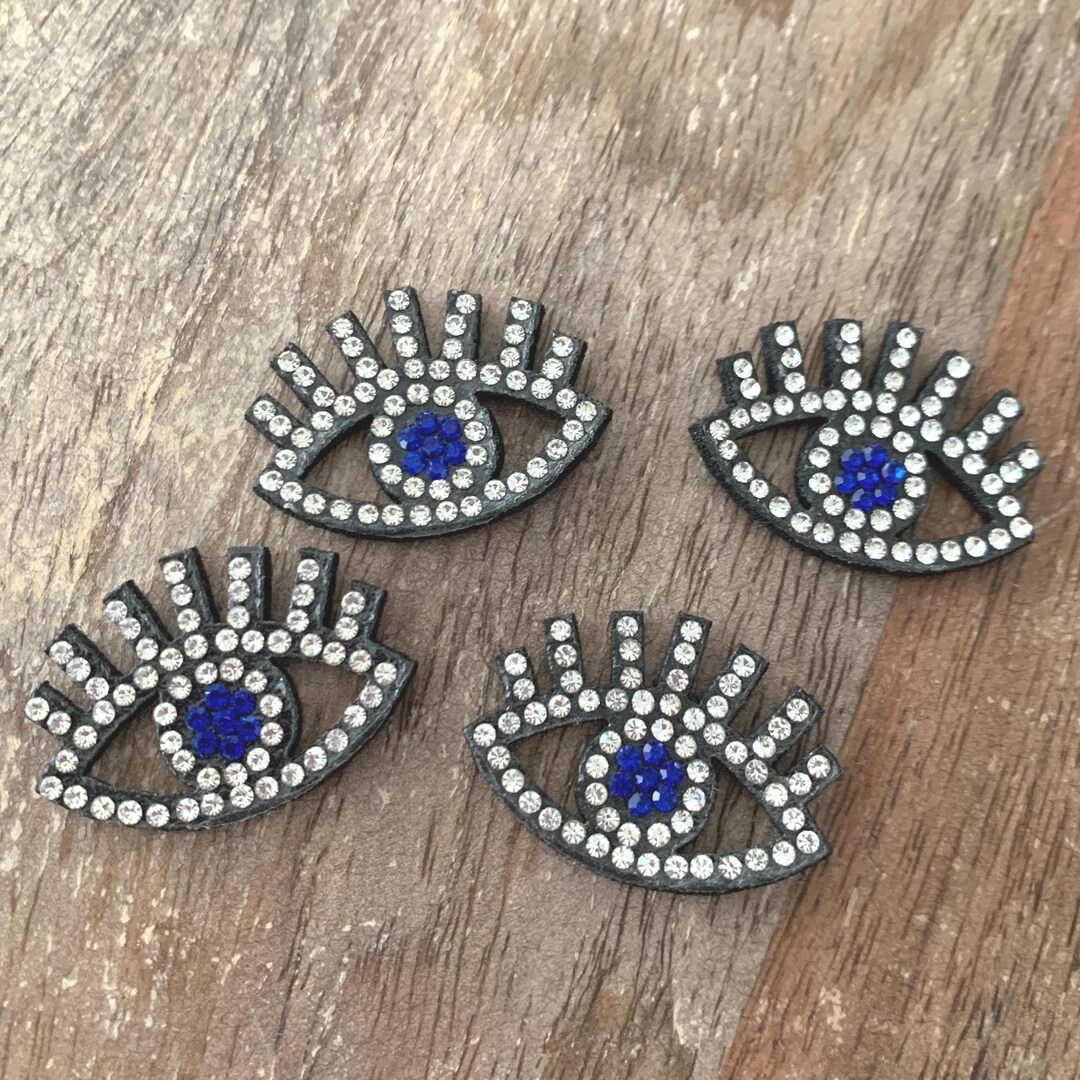 Rhinestone Evil Eye Patches – 4-pack Foam-backed 1.5" Appliqués for ...