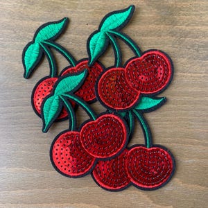Sequin Cherry Iron-on Patches – 2 Inches X 2 Inches, Set of Sparkling ...