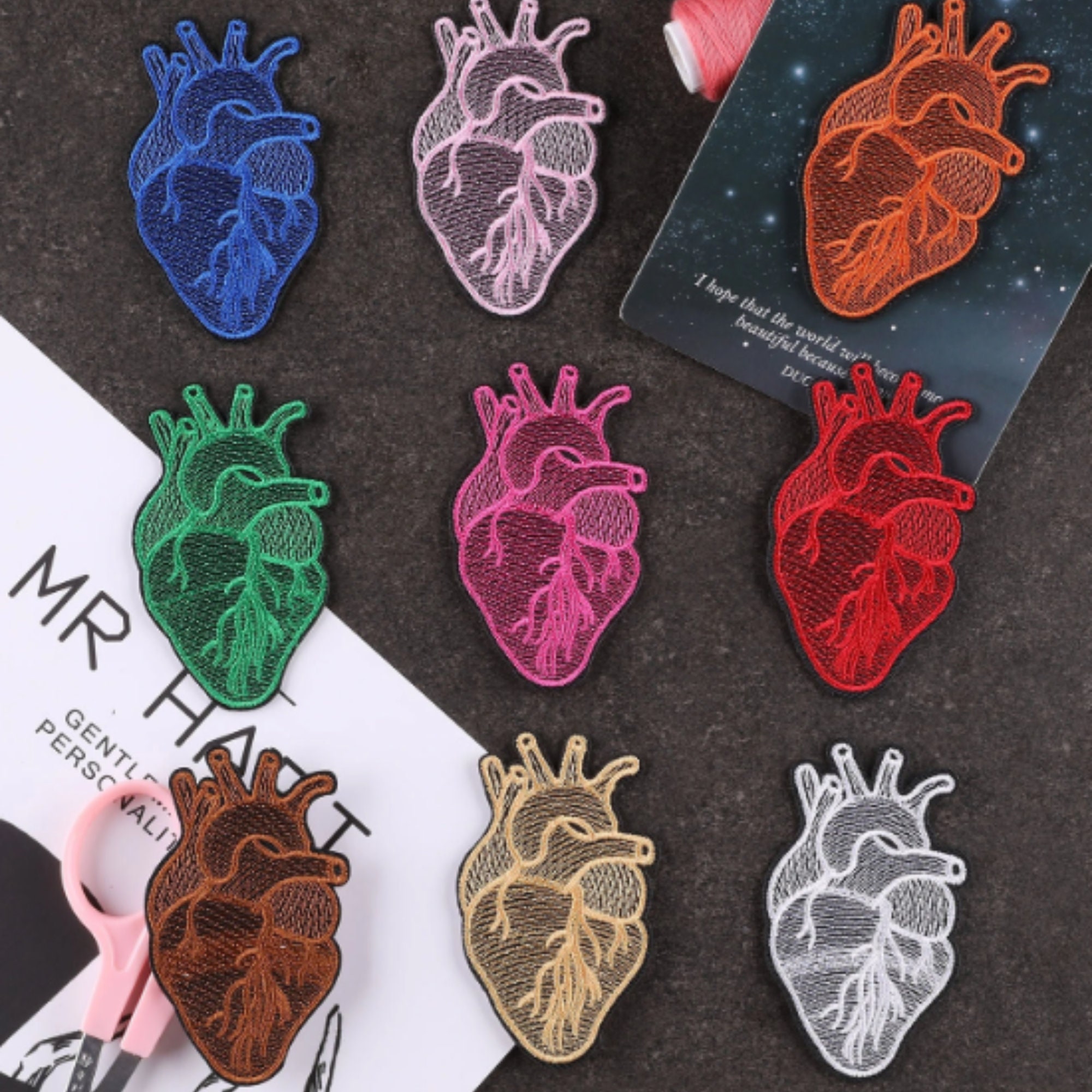 Anatomical Heart Embroidered Patch, Iron-on Applique, Customize Your ...