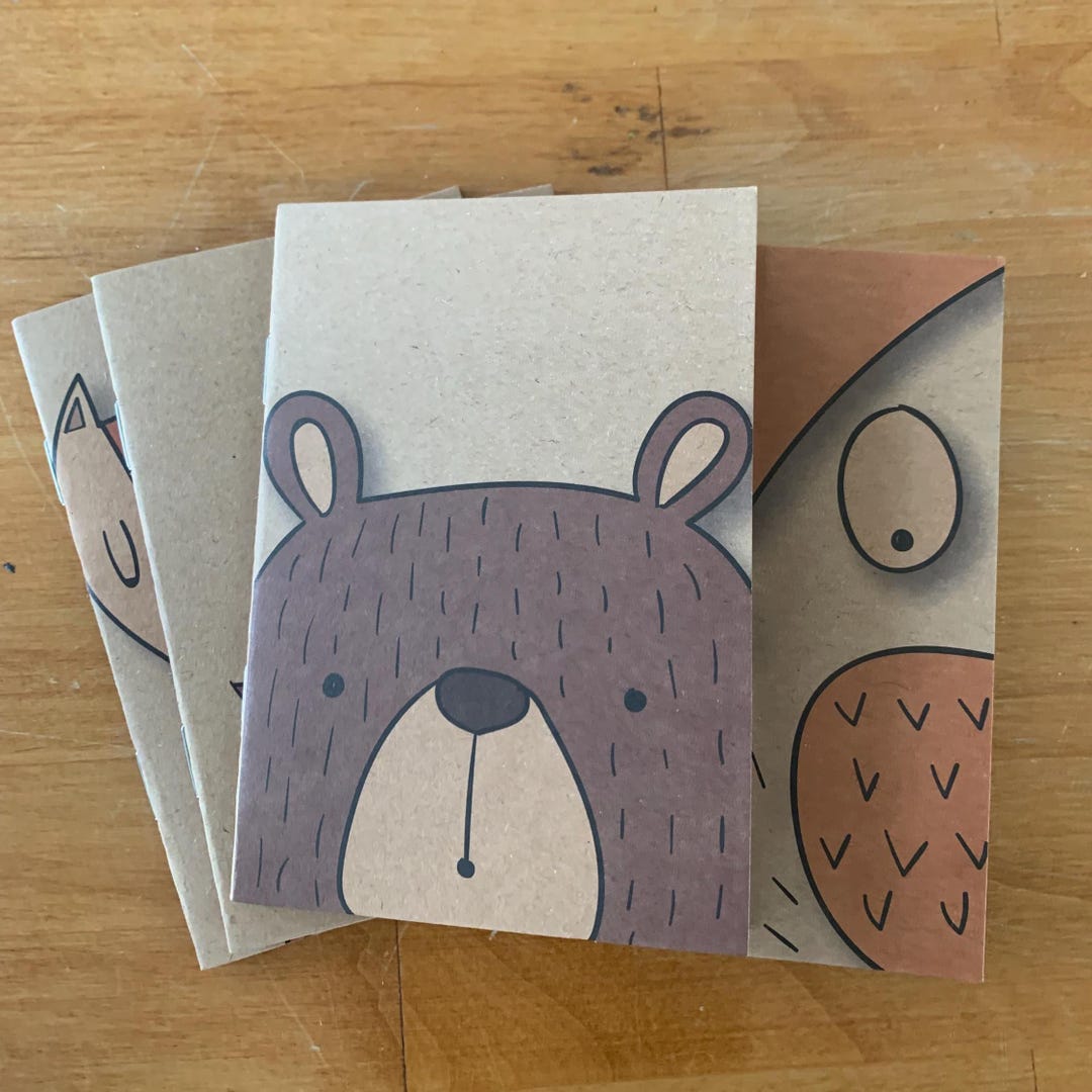 8/pk Kraft Animal Notebooks Cute Mini Notebooks With Cartoon Animals, 4 ...
