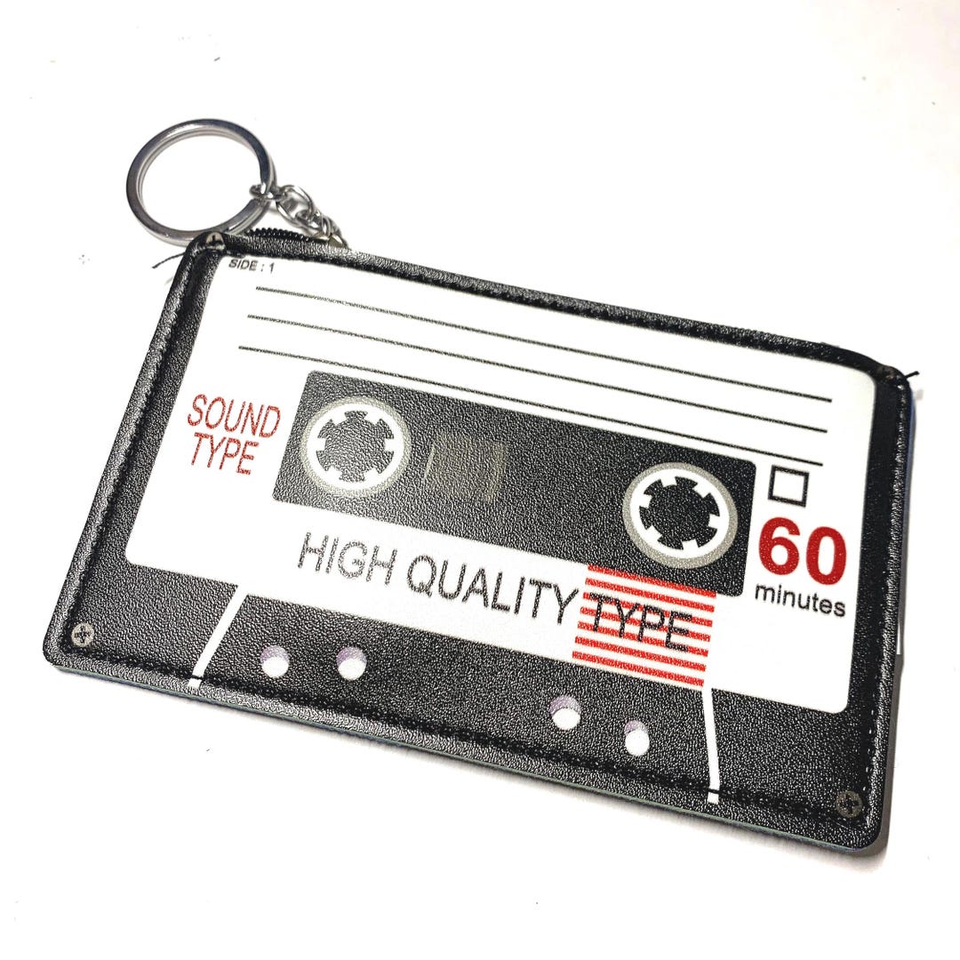 Cassette Tape Keychain Wallet | 80s Mixed Tape Card Case, Fun Zippered ...