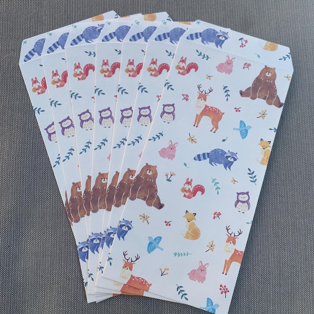 Cute Animal Envelopes – Made in Japan, Set of 7, 220 Size, 3.25" X 6.75 ...