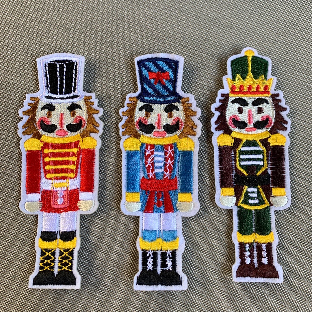 Holiday Nutcracker Iron on Patch Set | 3 Festive Embroidered Patches ...