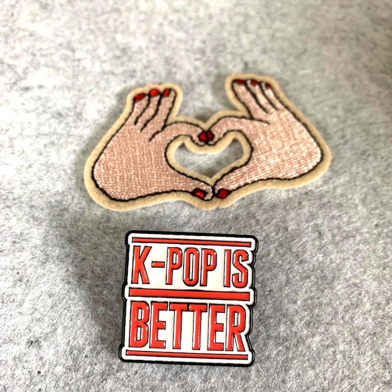K-pop Valentine Gift Set – Hand Heart Iron-on Patch & “K-POP IS BETTER ...