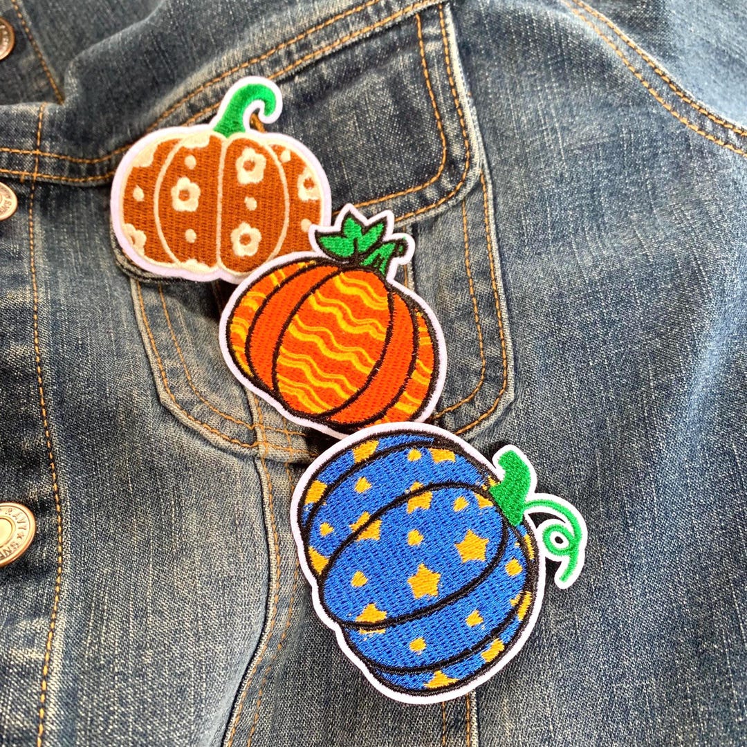 Embroidered Pumpkin Iron-on Patches | Cozy Christmas & Winter ...