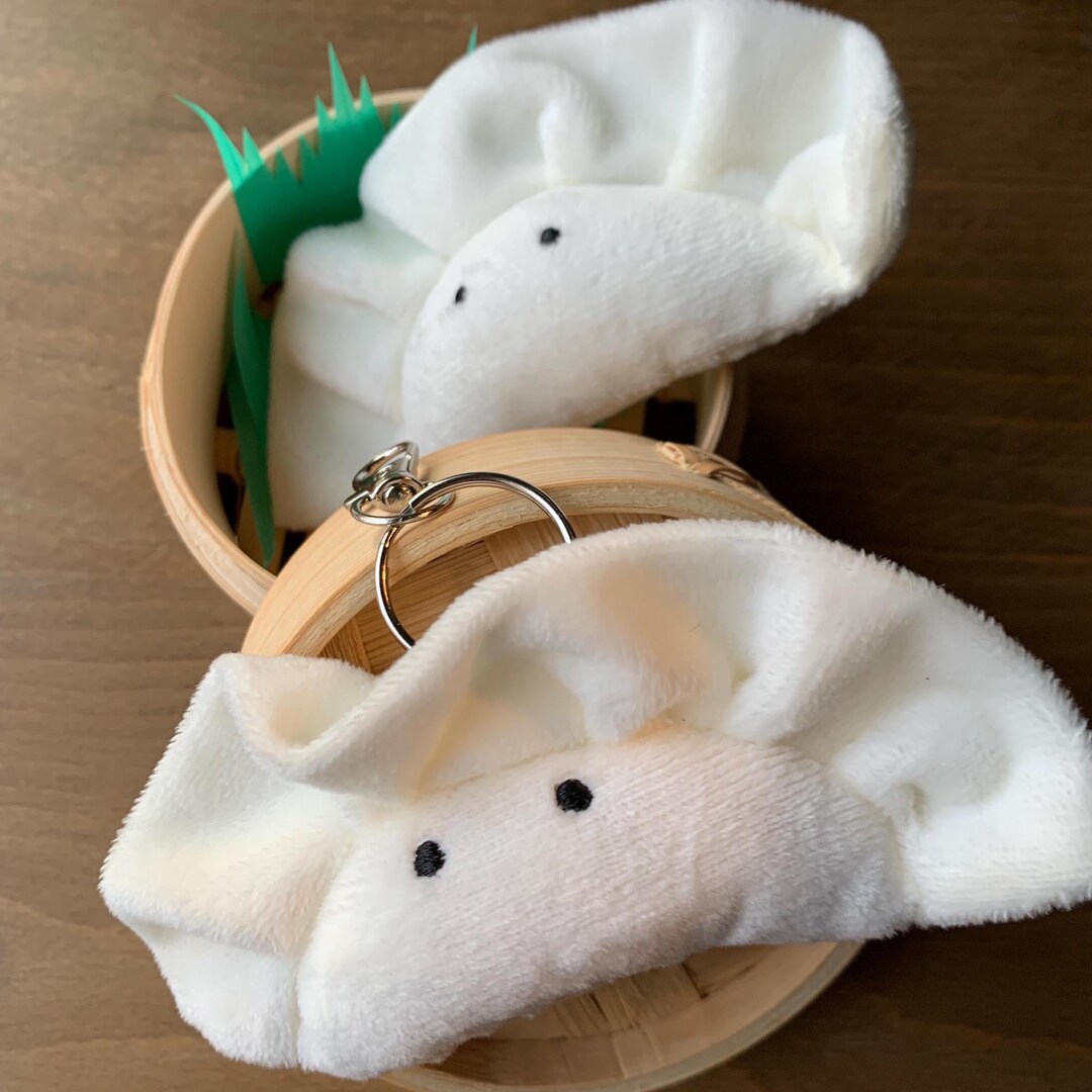 Cute Plush Dumpling Key Fob, Charming Fuzzy Gyoza Bag Charm, Sweet ...