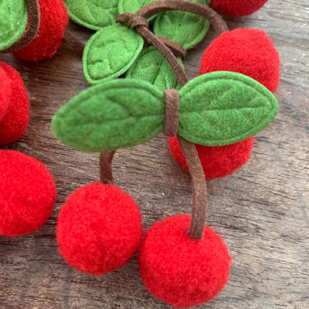 Cherry Pom Pom Embellishments – Valentine’s Day Craft Decor, Kawaii ...