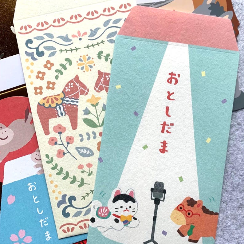 Year of the Horse Washi Paper Mini Envelopes: Otoshidama, Made in Japan ...