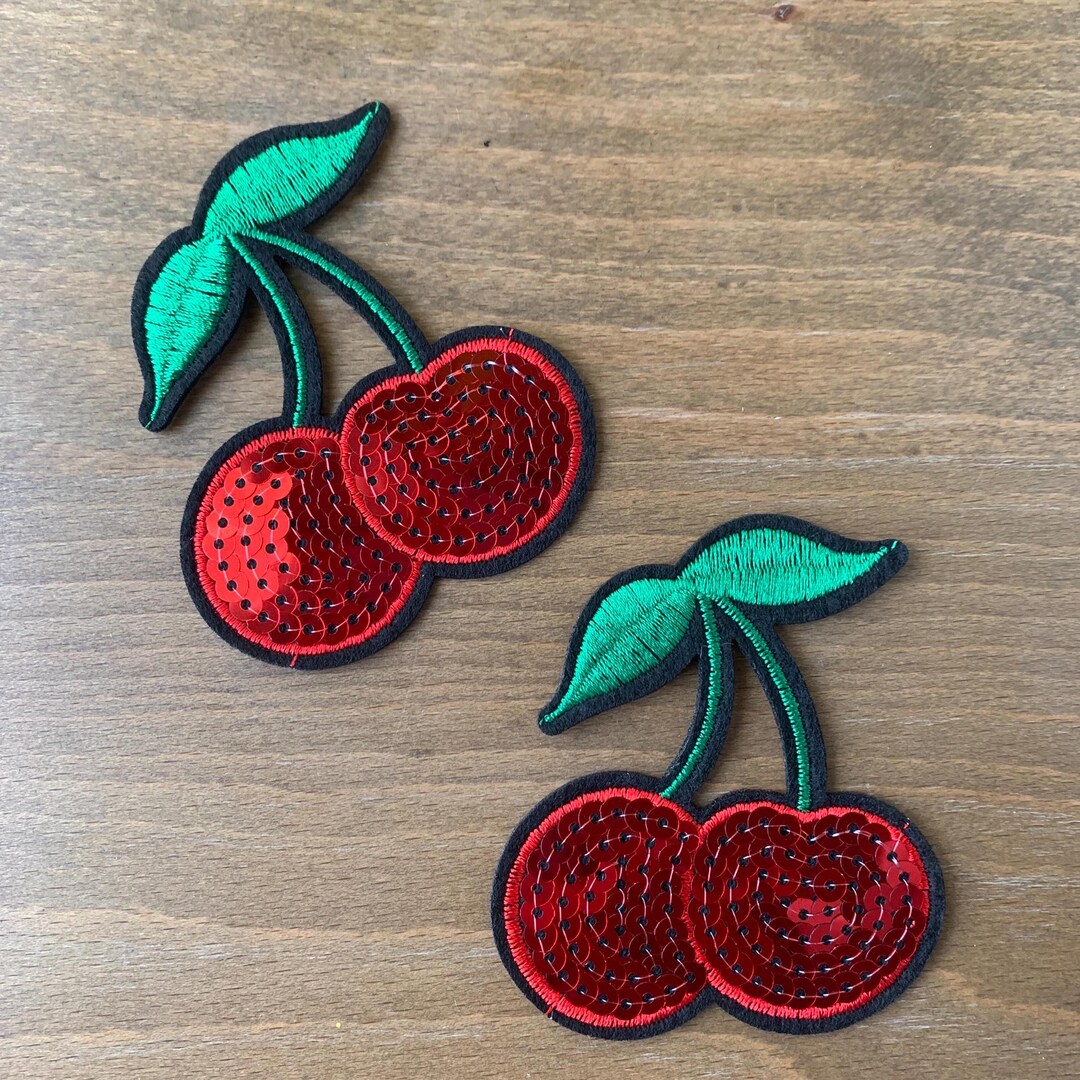 Sequin Cherry Iron-on Patches – 2 Inches X 2 Inches, Set of Sparkling ...