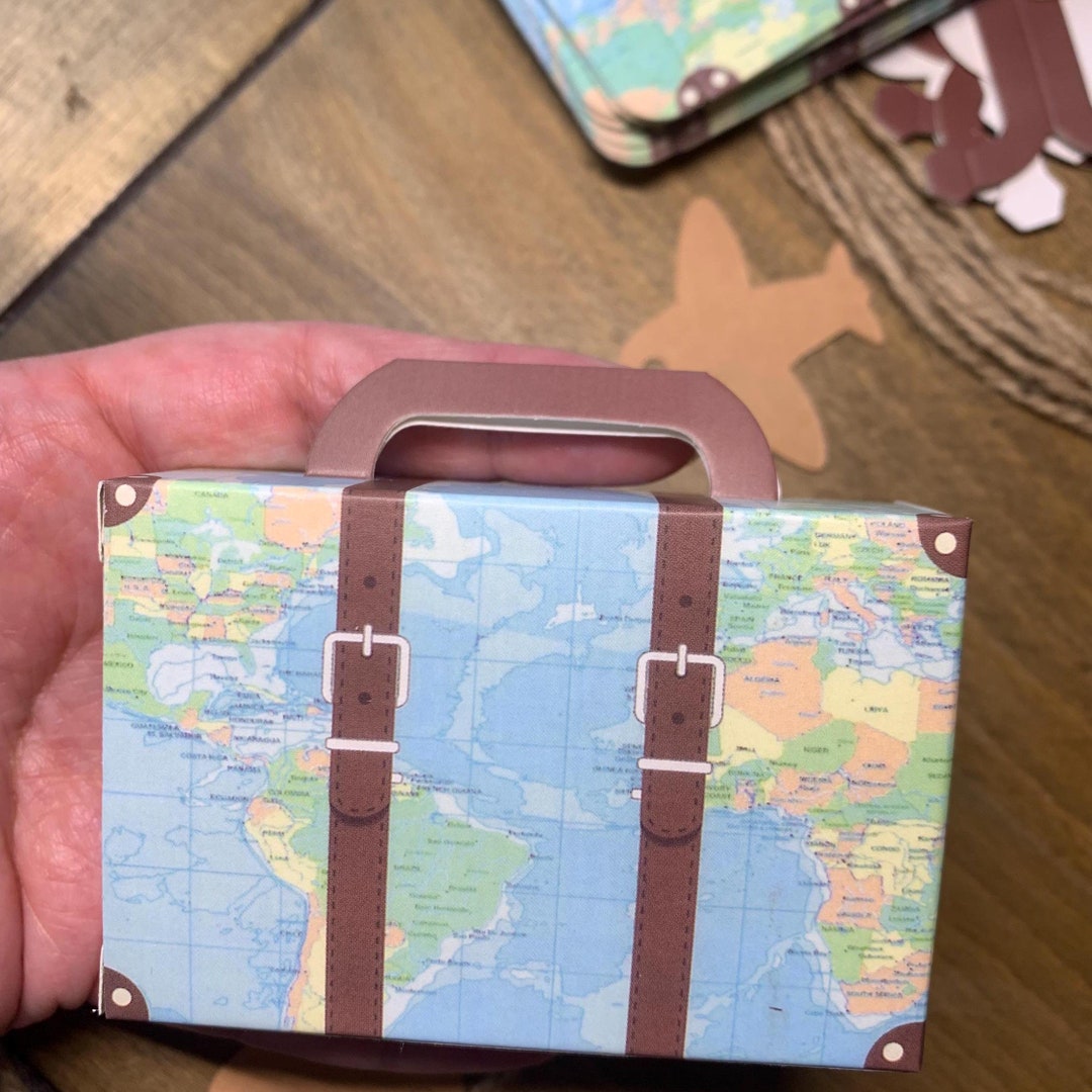 World Map Mini Suitcase Favor Boxes: Travel Theme Party Decor - 10 Pack ...