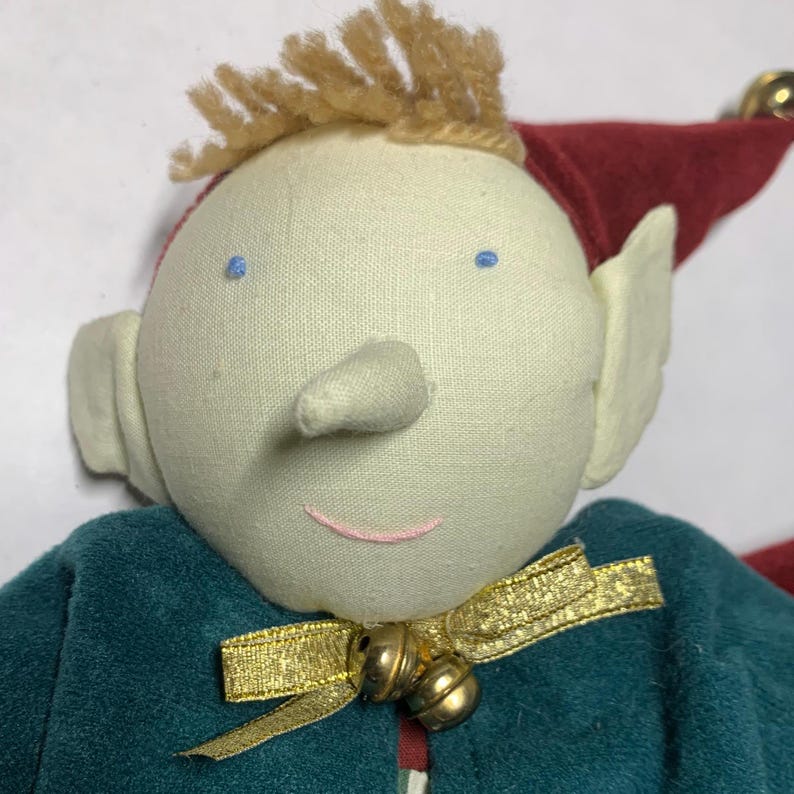 Vintage Holiday Elf Dolls Set, Primitive Folk Art Decor, Red and Green ...
