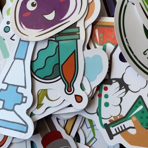 50 Science Themed Decals, Smart Cute Cartoon Stickers Large, Waterproof ...