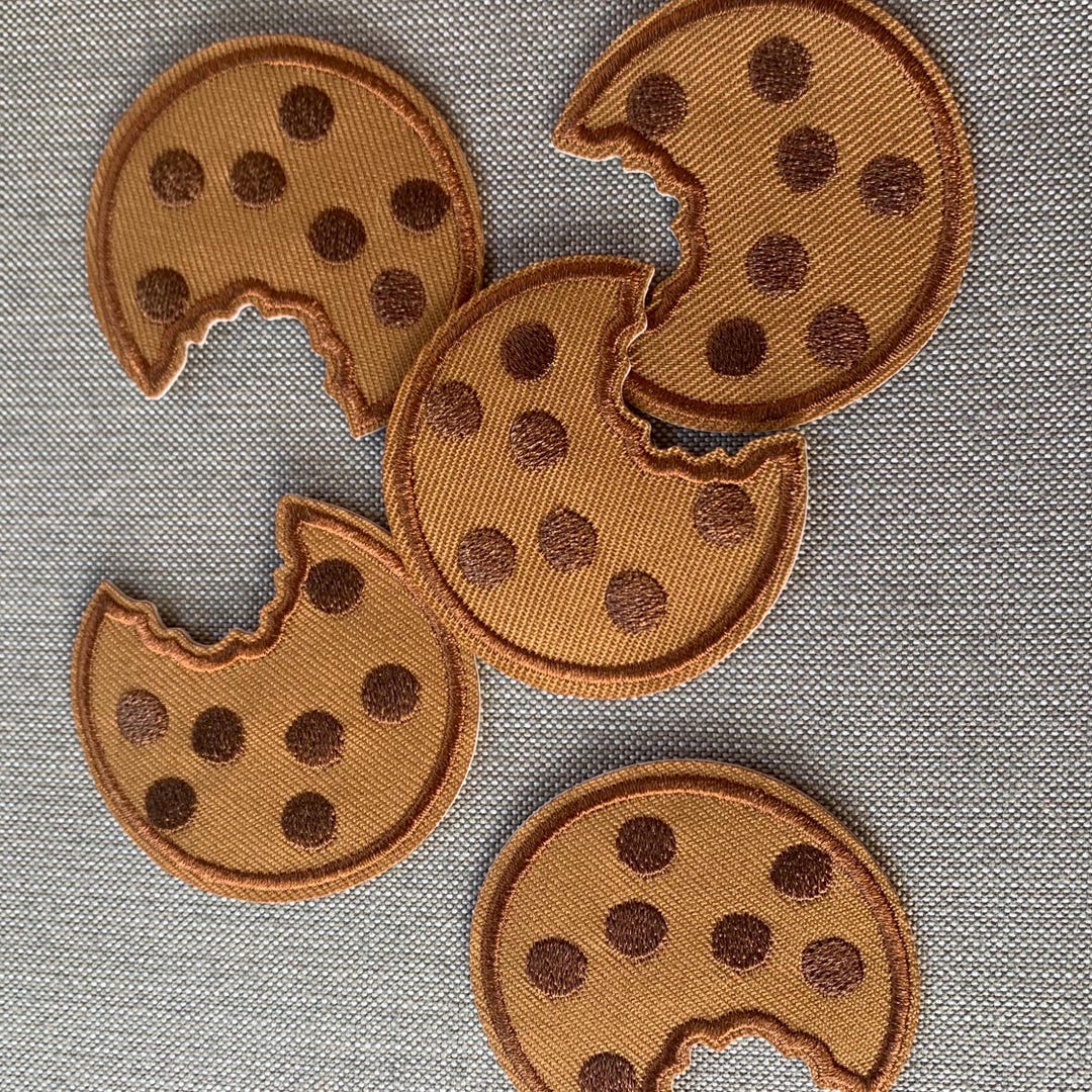 Chocolate Chip Cookie Iron on Patches Set - Cute Embroidered Food ...