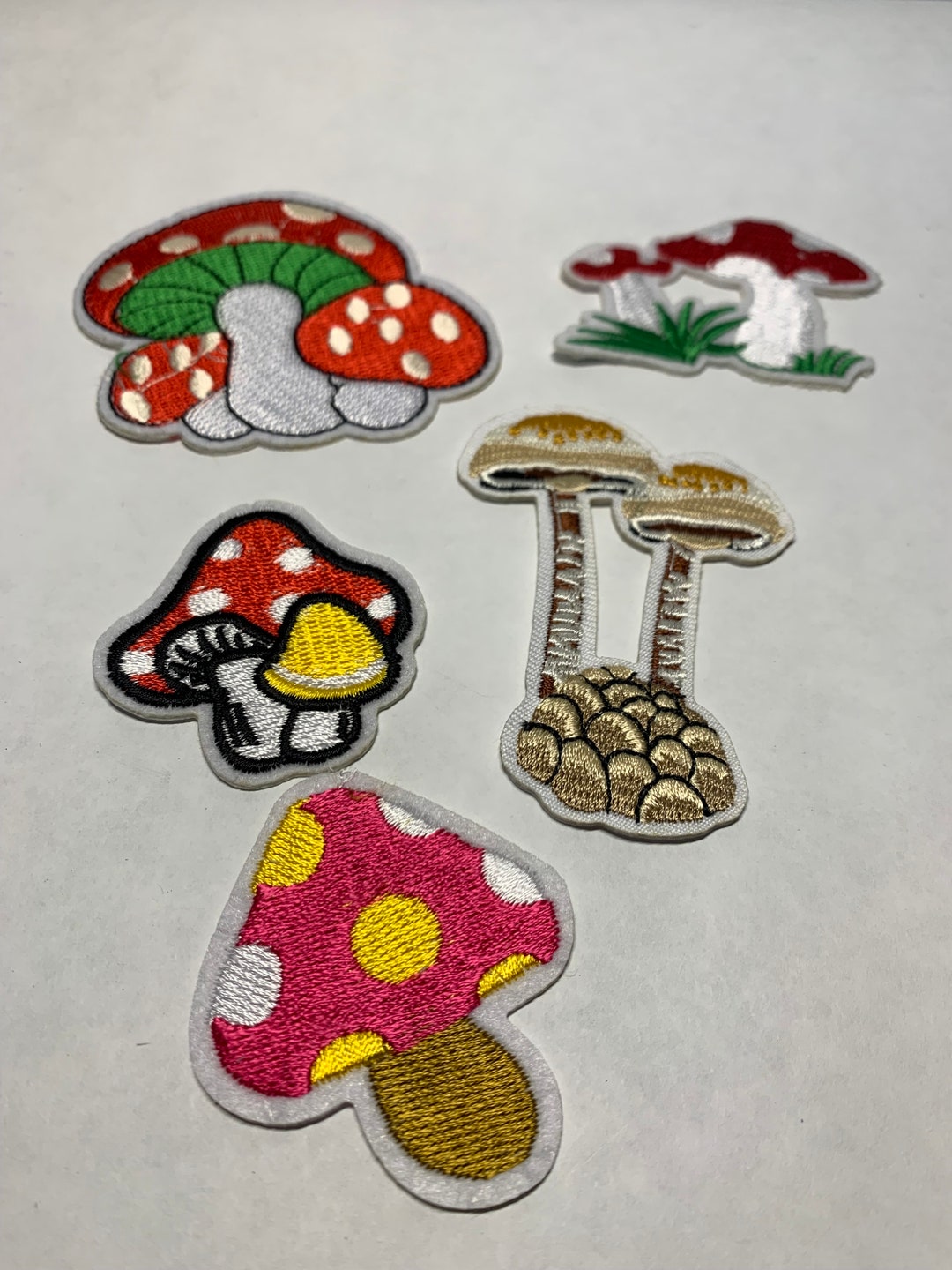 Set of 5 Embroidered Mushroom Patches, Nature-inspired, Music Fest ...