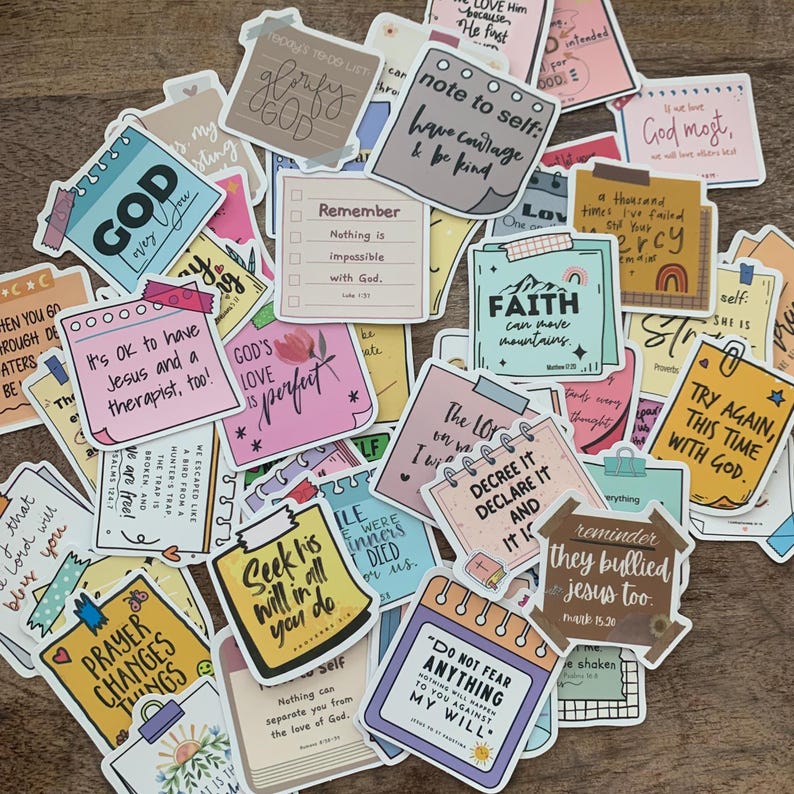 Cute Christian Memo Style Bible Verse Stickers 50 Inspirational Faith ...