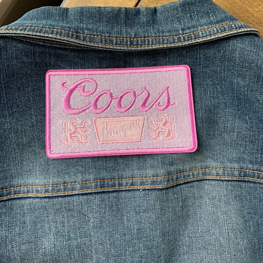 Pink Coors Banquet Beer Iron-on Patch | Large Pink Embroidered Applique ...