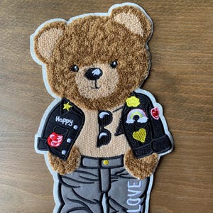 Preppy Teddy Bear Applique Plush Brown Fashion Bear Patch Easy Sew-on ...