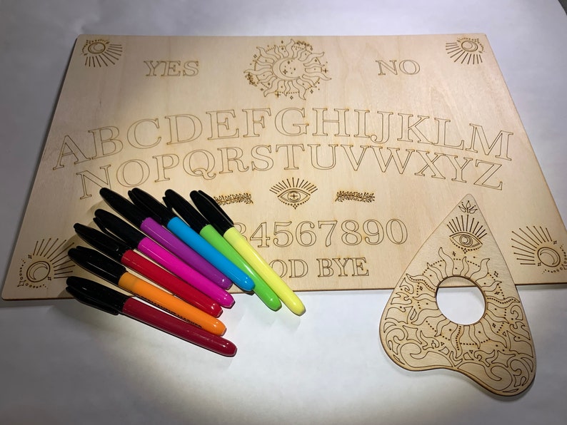 Customizable Wood Ouija Board and Planchette Set DIY Art Project ...