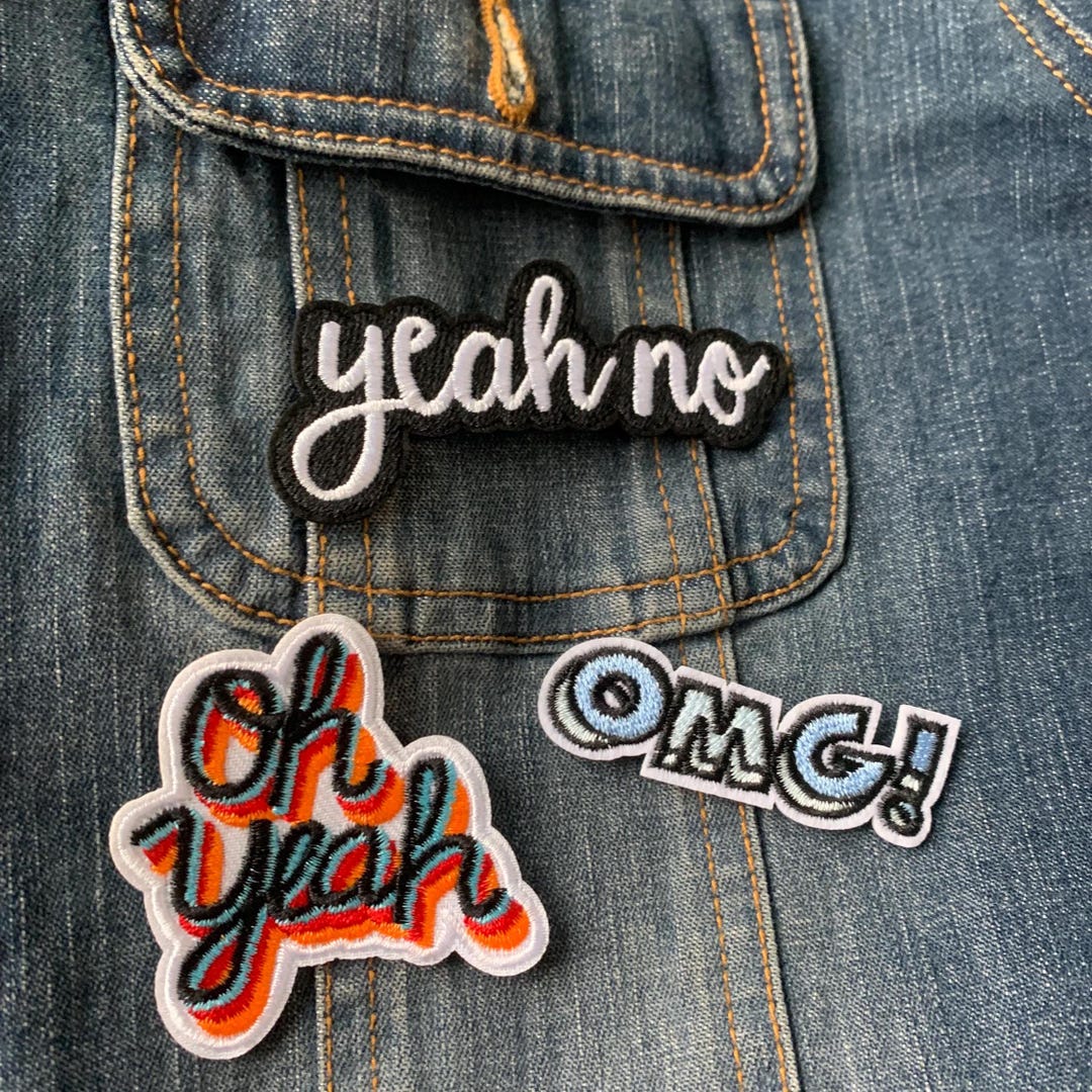 3/pk OMG!, Yeah No, Oh Yeah Embroidered Script Patches, Iron-on Set ...