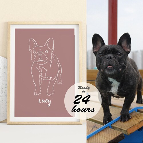 Pet Portrait Custom Line Drawing Dog Portrait Line Art Custom - Etsy