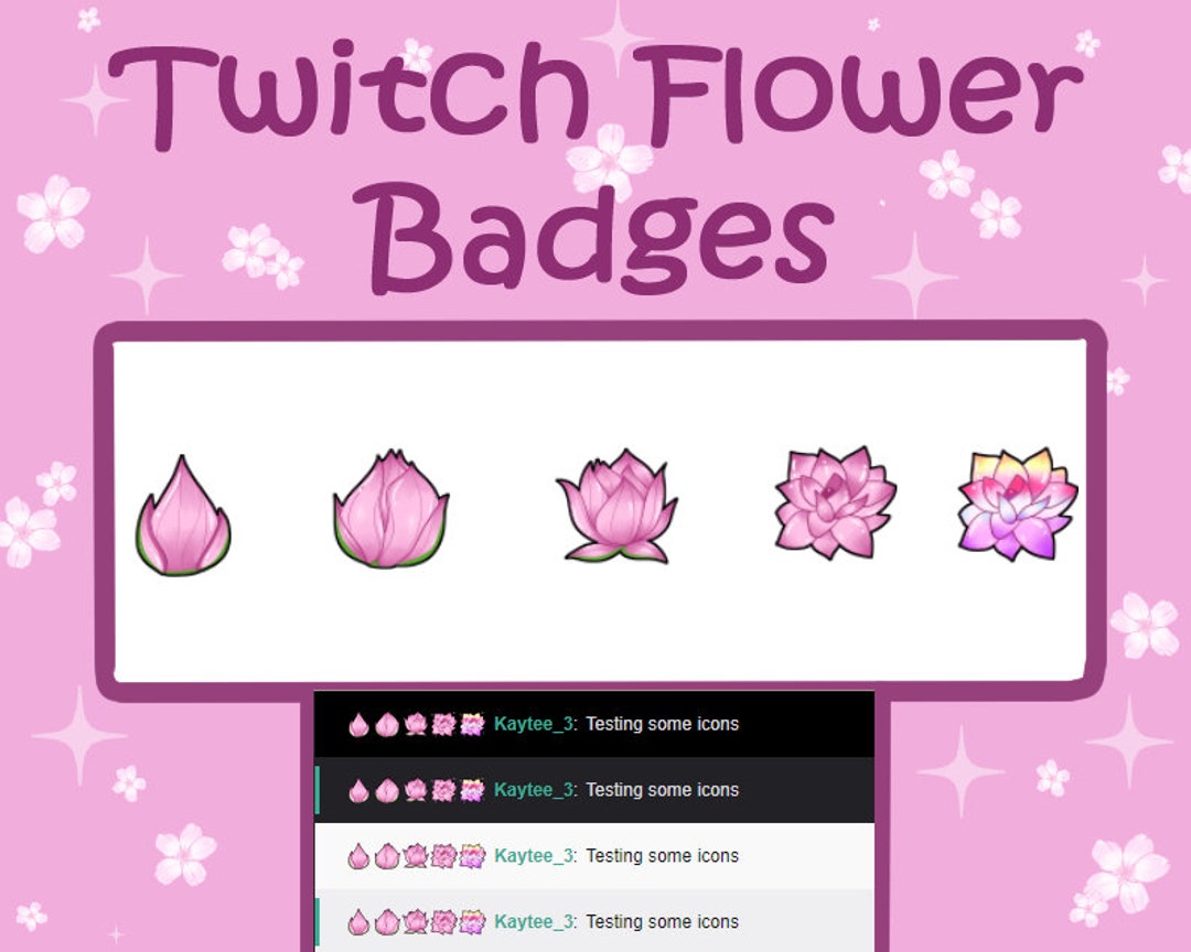 Twitch Sub Badges - Pink Flowers - Etsy