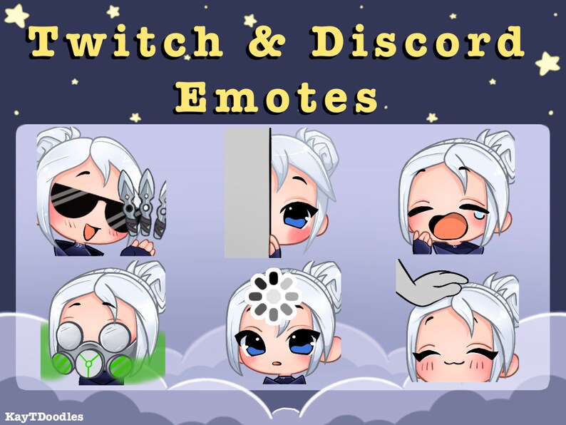 White Hair Duelist Emotes | Agent | Twitch | Discord Emotes - Etsy