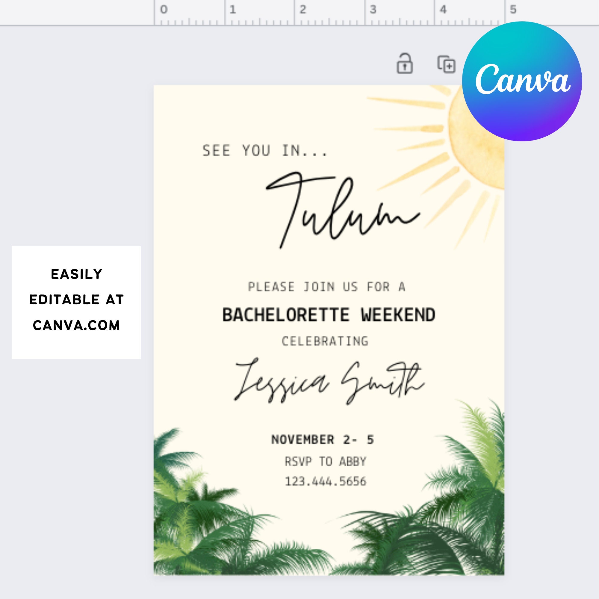 Tulum Bachelorette Invitation Template Mexico Bachelorette Itinerary ...