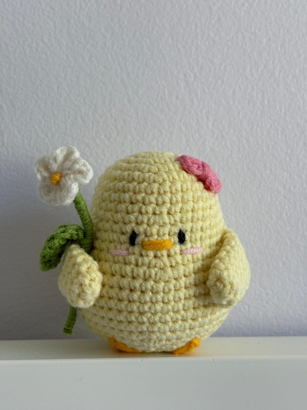 Crochet Chick Amigurumi: Handmade Plush Toy With Flowers - Etsy