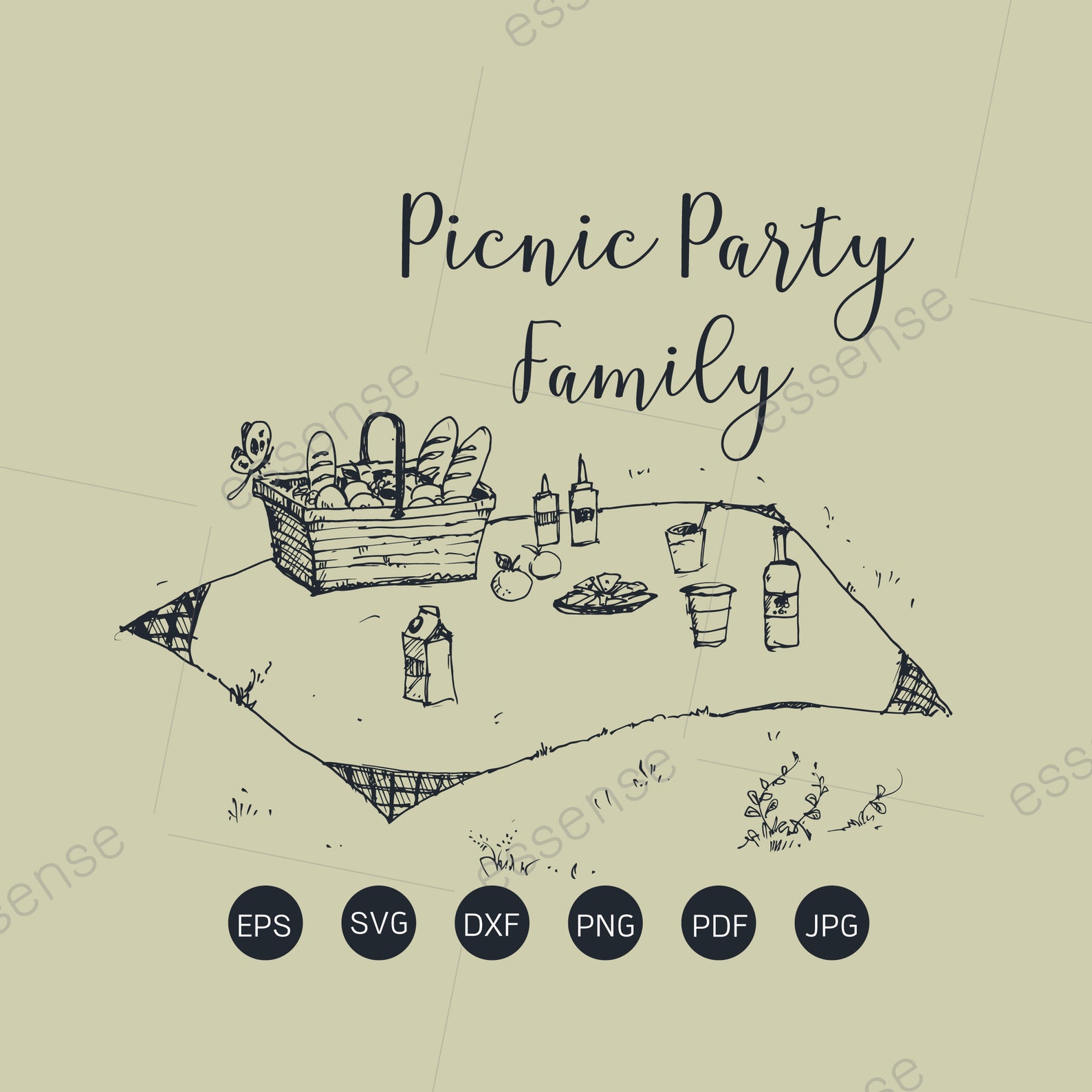 Outdoor Picnic Hand Drawn Svg,picnic in Park Svg,picnic Family Svg ...