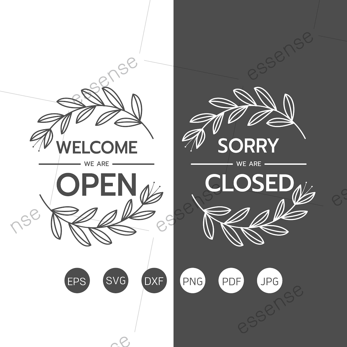 Floral Frame Open Closed Shop Sign SVG Cut Files Come in We're Open ...