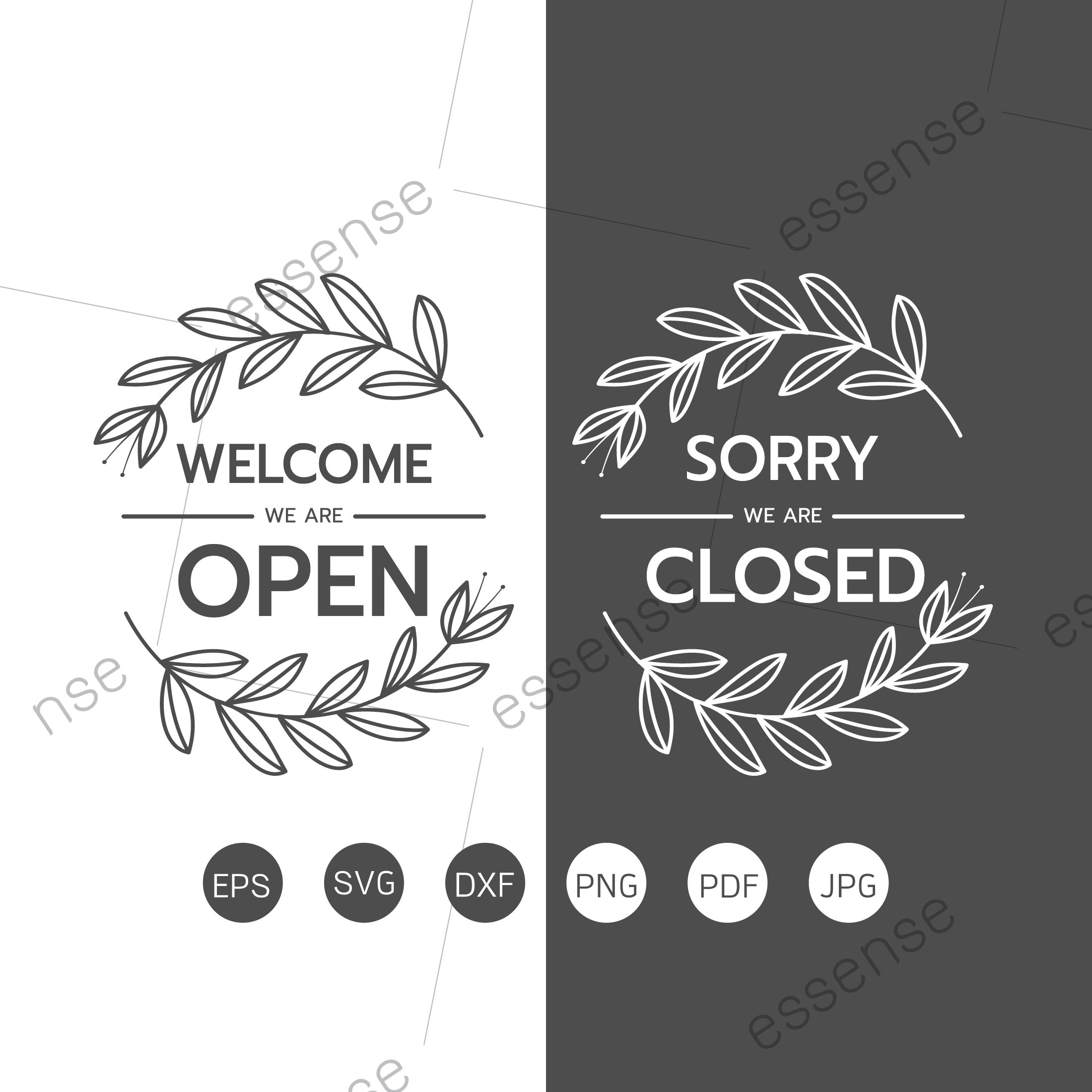 Cadre floral Open Closed Shop Sign SVG Cut Files Come In We’re Open ...