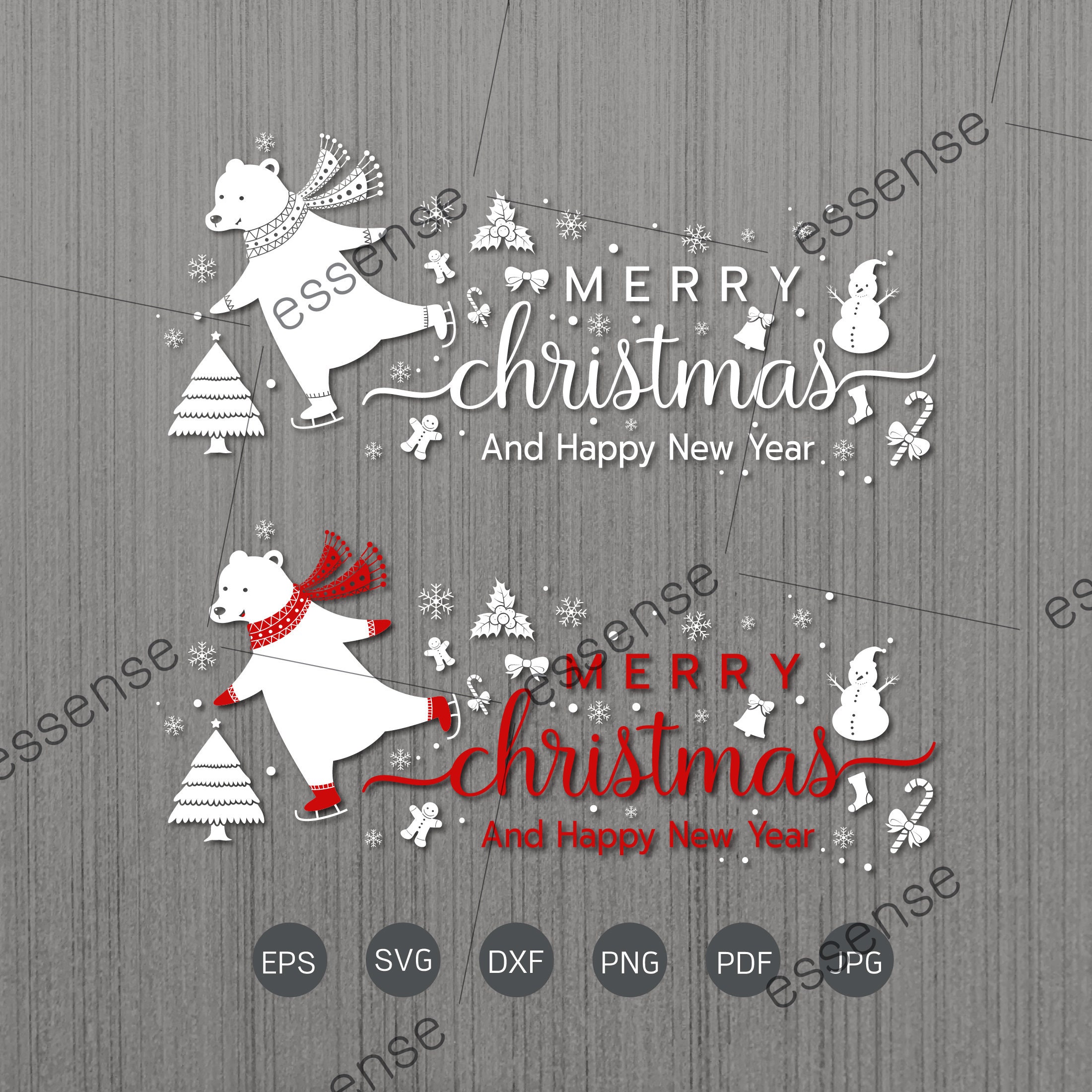 Polar Bear Playing Ice Skateschristmas Svgmerry Christmas - Etsy