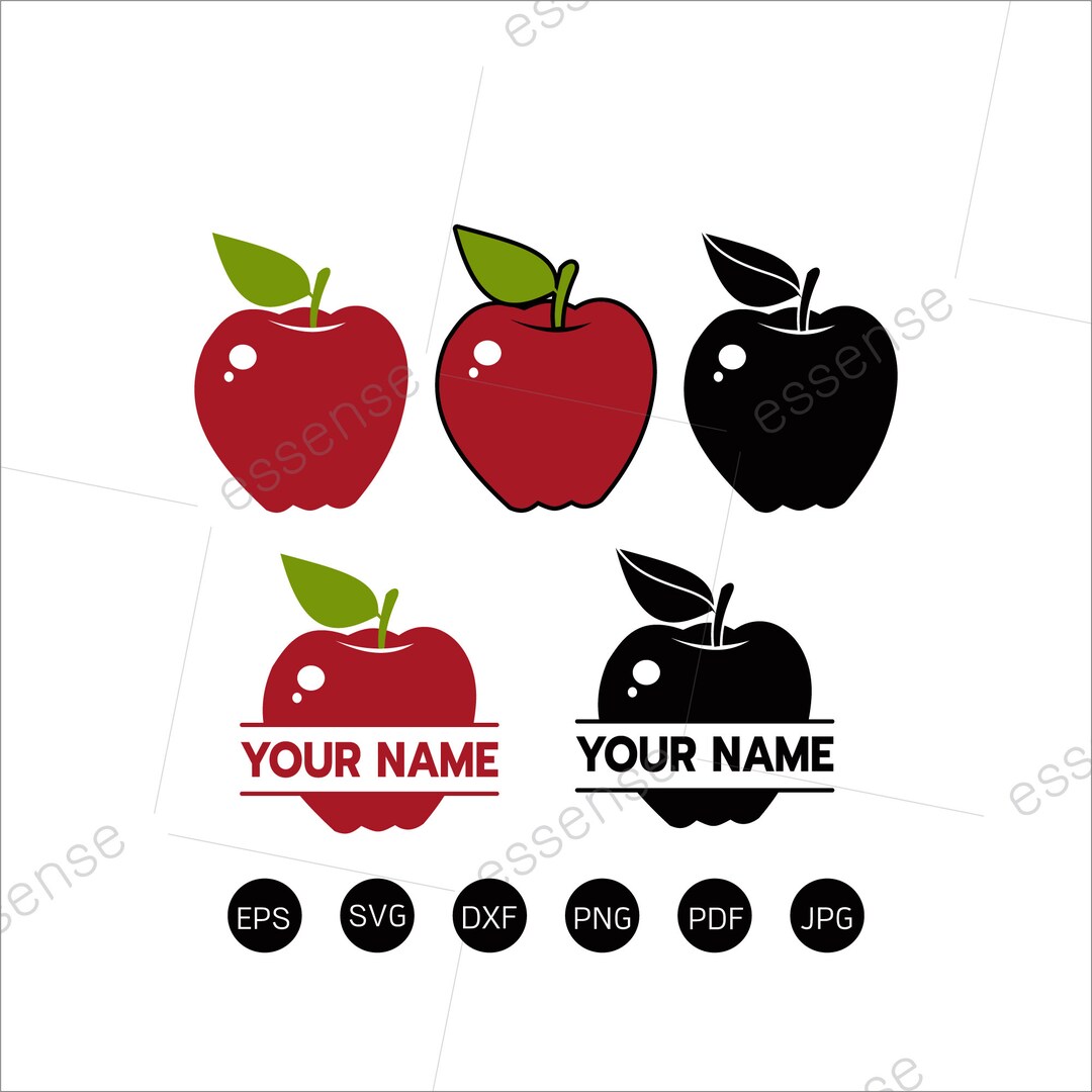 Apple Svg, Apple Monogram Svg, School Svg, Teacher Svg, Apple Clipart ...