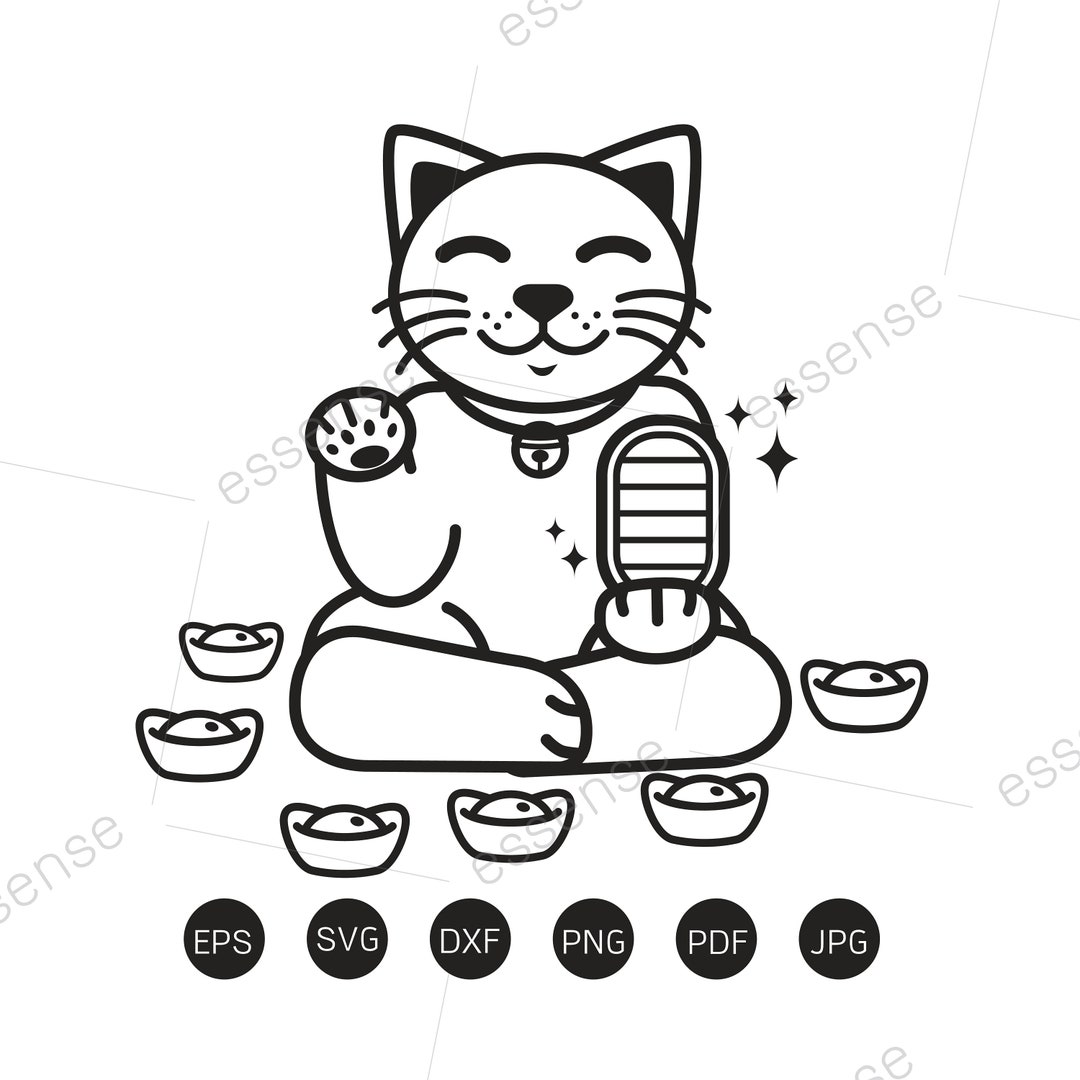 Lucky Svg, Maneki Neko SVG, Japan, Cat Svg, Cartoon Svg, Vinyl Decal ...