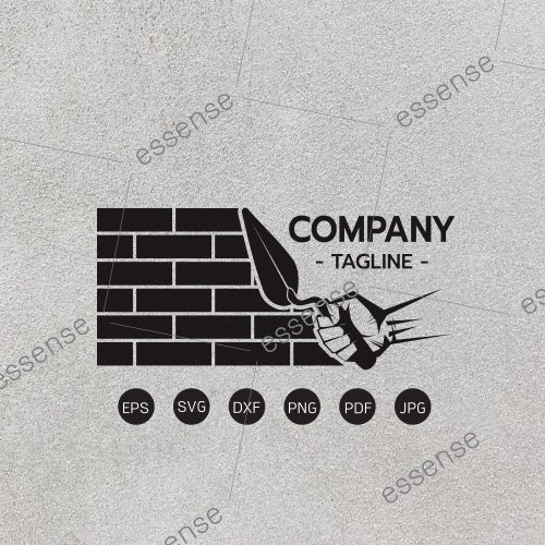 Bricklayer Logohand Holding Mason Construction Building - Etsy