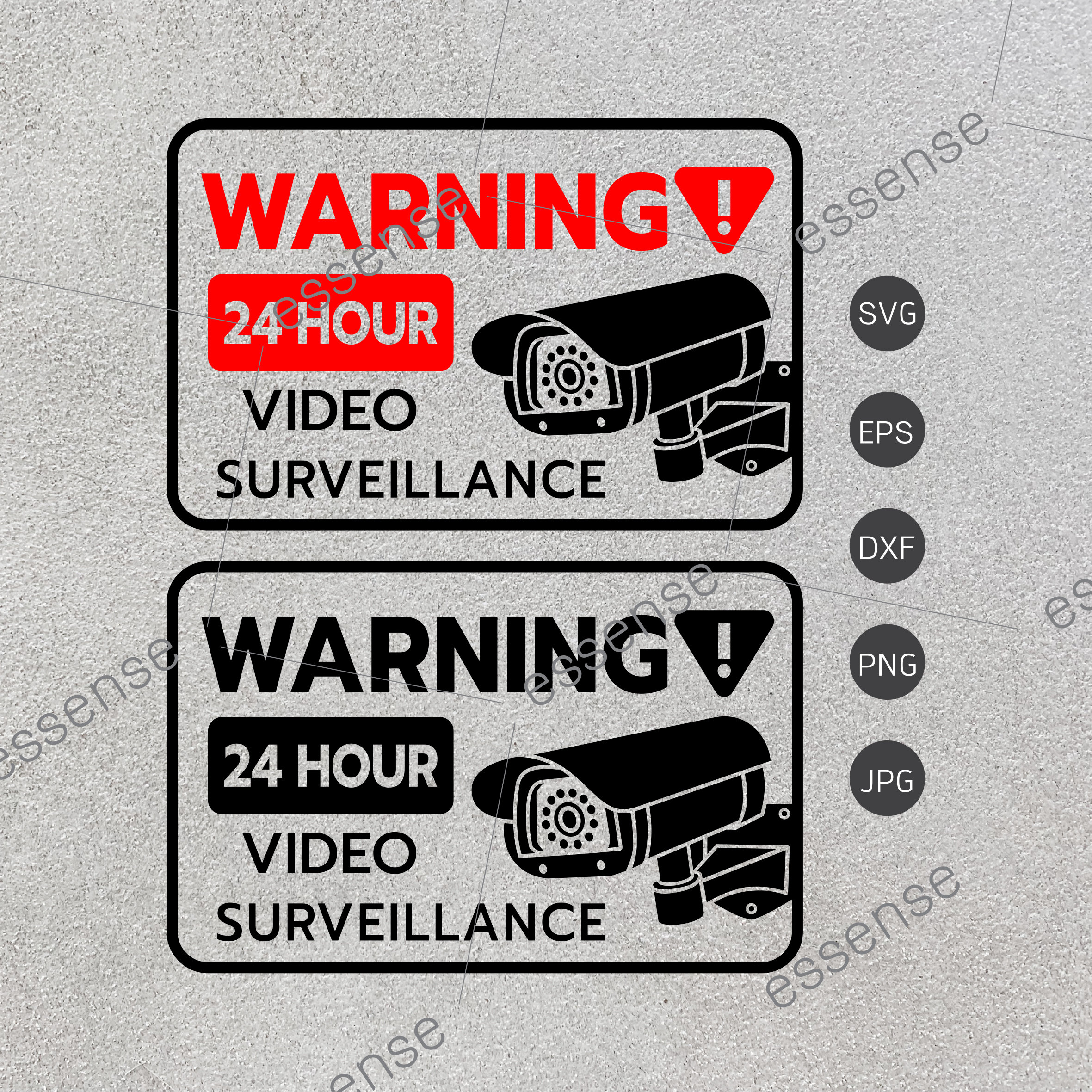 Video Surveillance Sign Svg, CCTV Warning Svg, Security Camera Svg, 24 ...