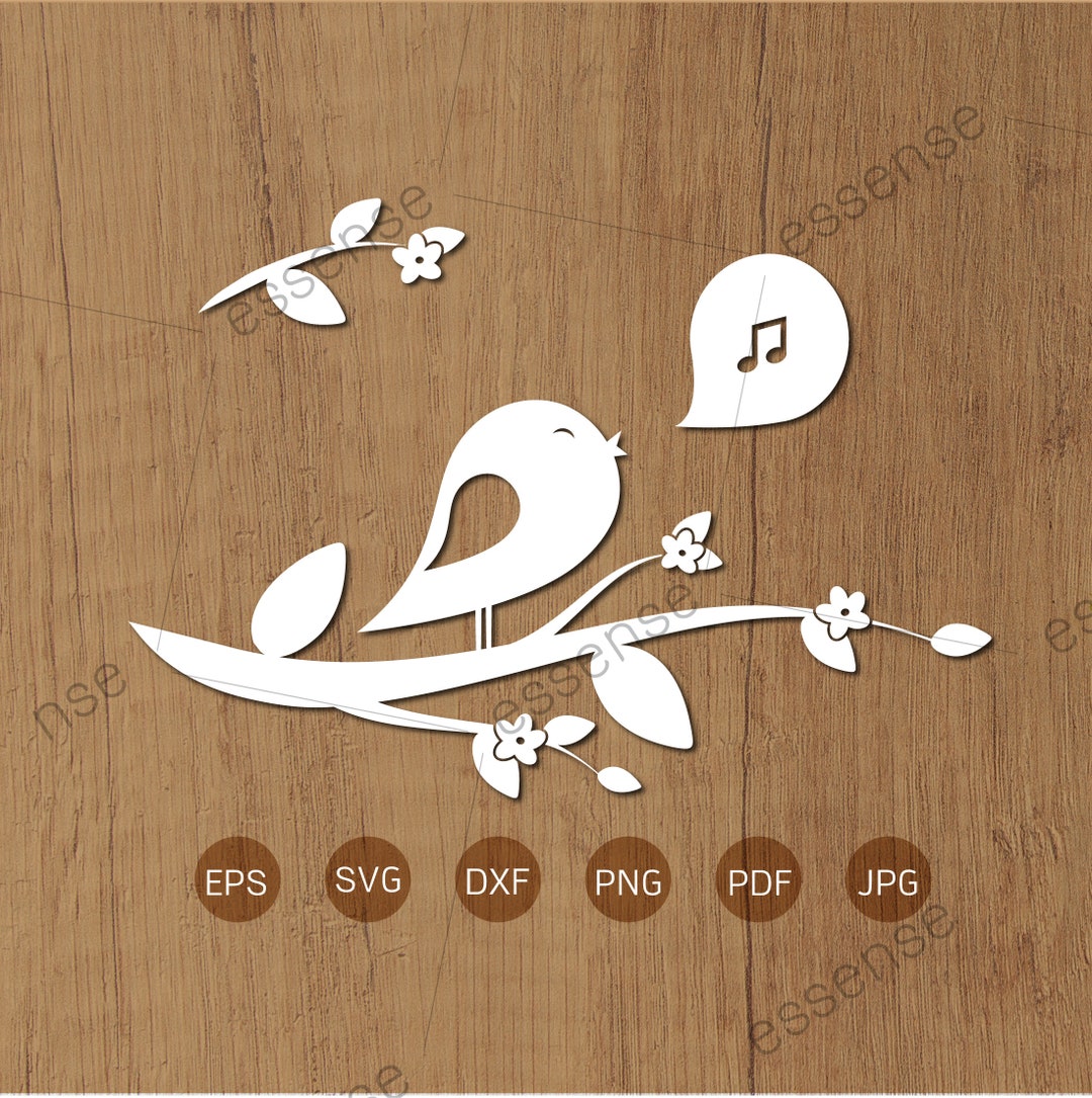 Singing Bird SVG Files Clipart Clip Art Silhouette Vector Images Song ...