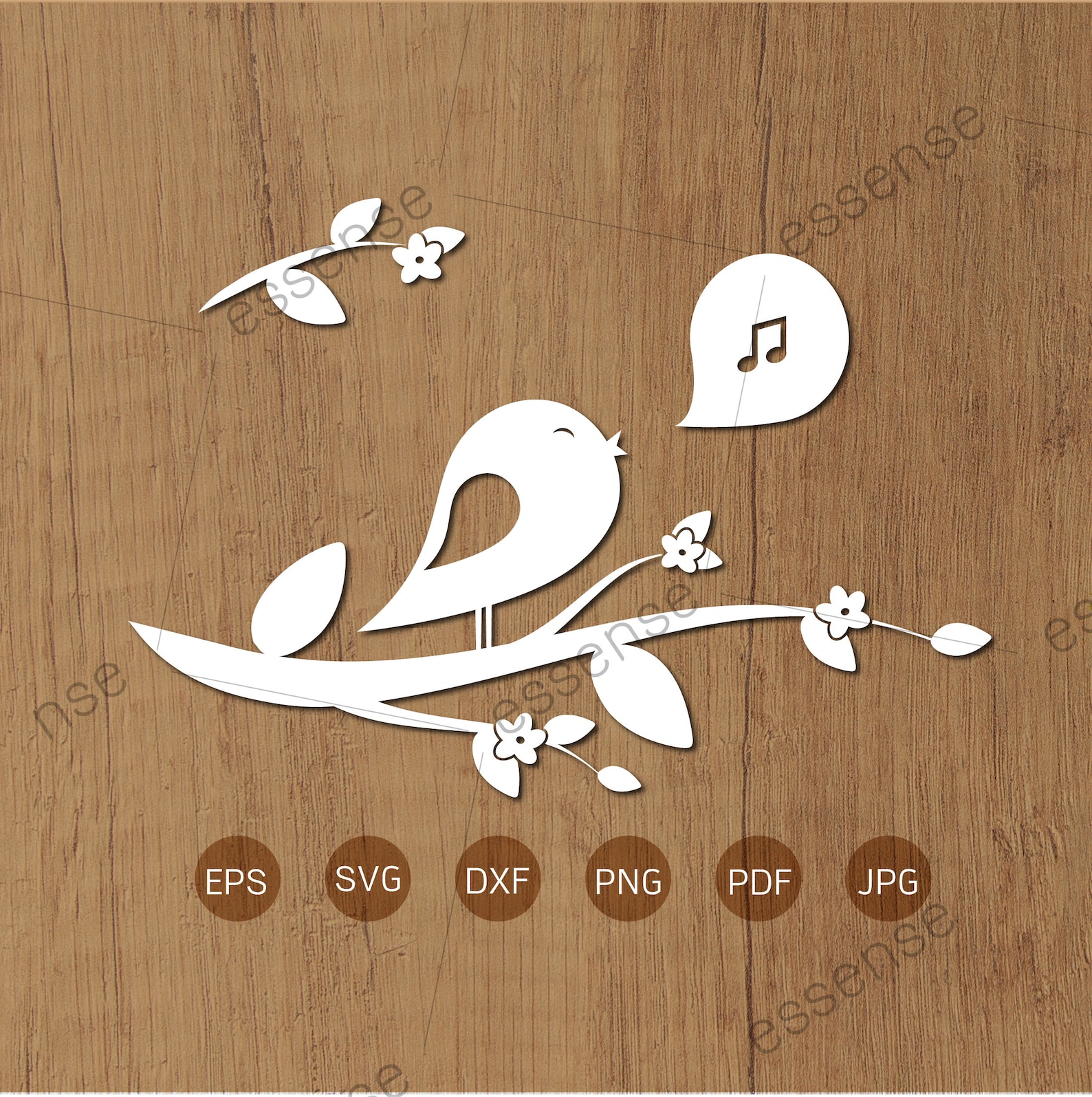 Singing Bird SVG Files Clipart Clip Art Silhouette Vector | Etsy