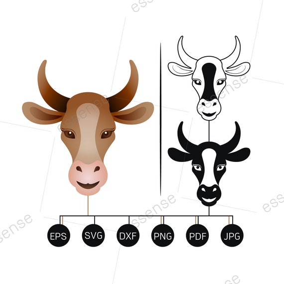 Cow Head SVG Cow Svgcow Head Clipart Png Cow Files for - Etsy