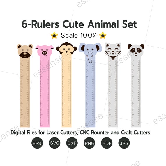 Cartoon Animal of Rulers Inch and Metric Rulers. Scale for a - Etsy