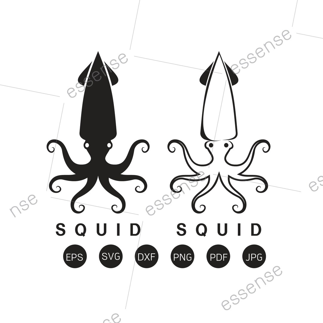 Beautiful Logo Squid SVG Cut File,squid Cuttable Silhouette & Line Art ...