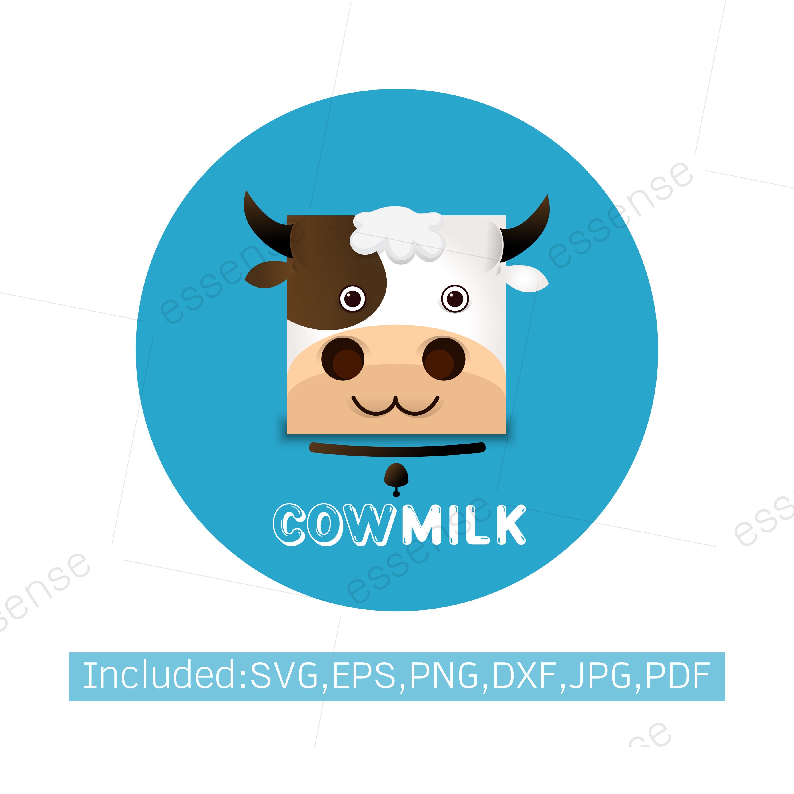 Logotype cow headMilk logo template. Milk label with sample | Etsy