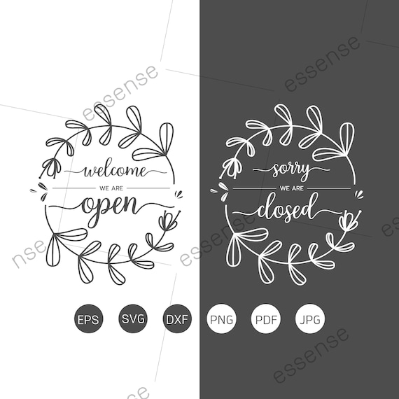 Floral Frame Open Closed Shop Sign SVG Cut Files Come in | Etsy