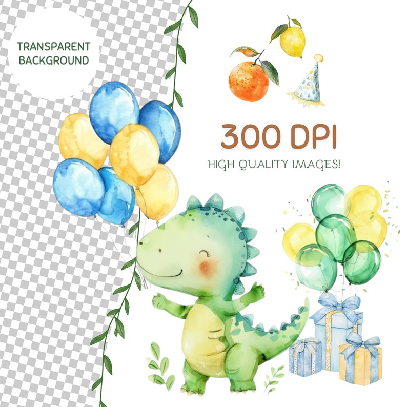 33 Cute Dinosaurs Party Clipart Bundle Watercolor Dinosaurs, Funny ...